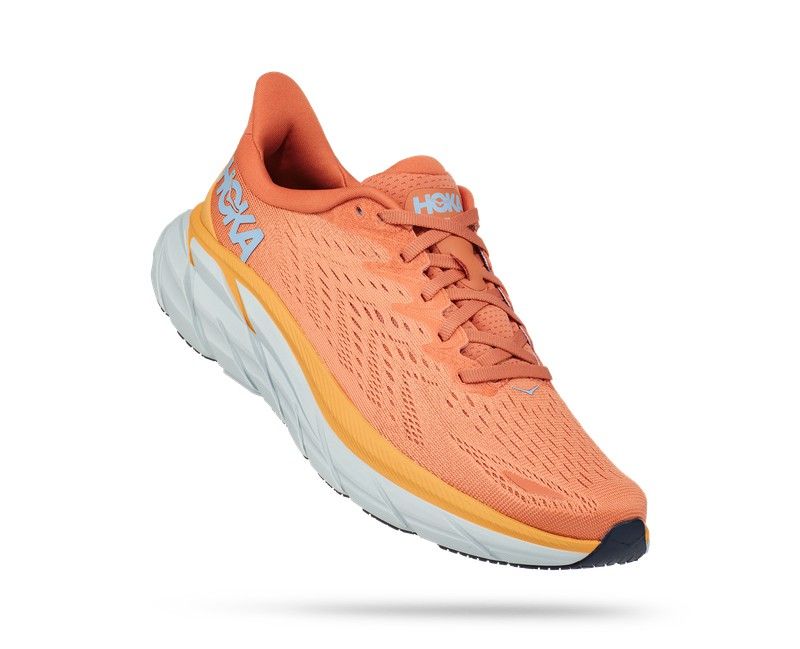 HOKA W CLIFTON 8 SUN BAKED / SHELL CORAL — Tri For Fun